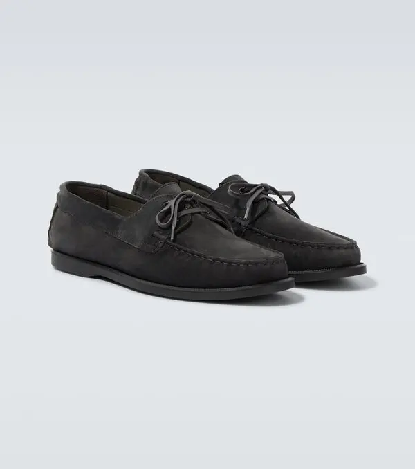 SAMAN AMEL City Moc Suede Boat Shoes - Grey