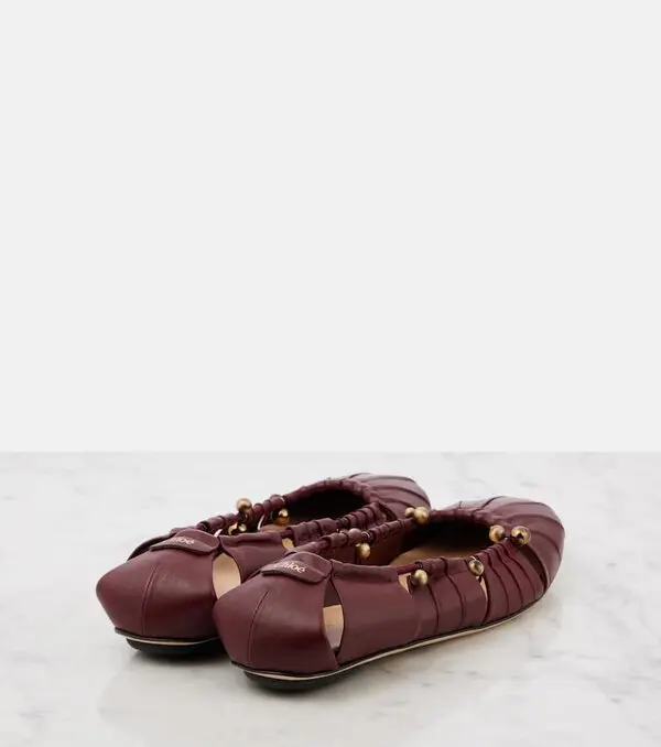 Chloé Luna Cutout Leather Ballet Flats - Red