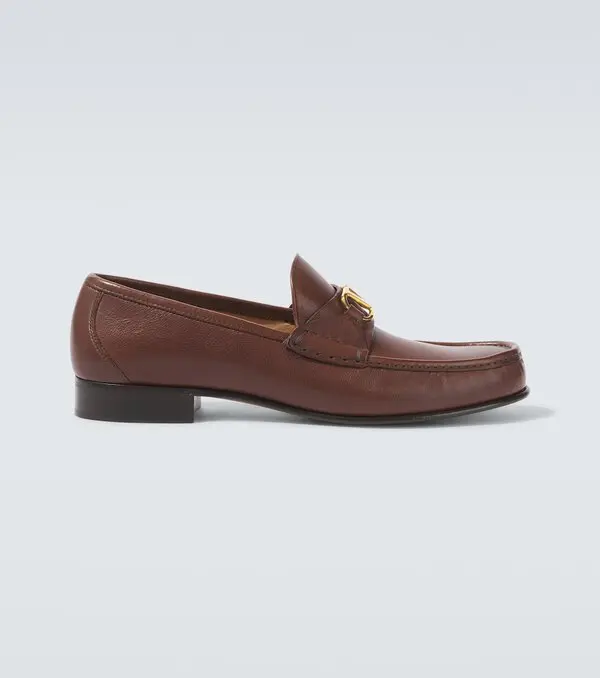 Valentino Garavani Vlogo Signature Leather Loafers - Brown