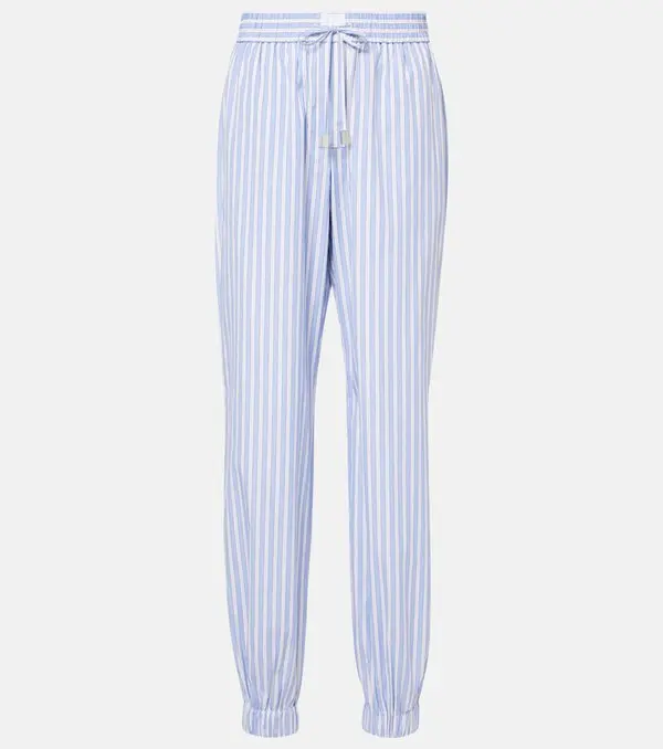 Attico Striped Cotton Pajama Pants - Blue