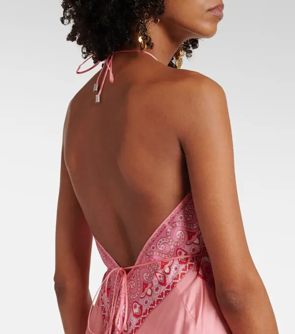 Etro Paisley Asymmetrical Silk Midi Dress - Pink