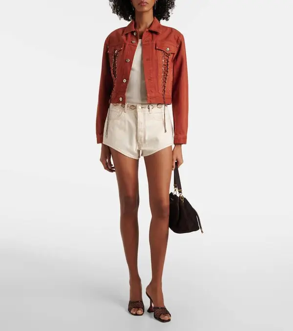Alanui Ocean Dream Denim Shorts - White