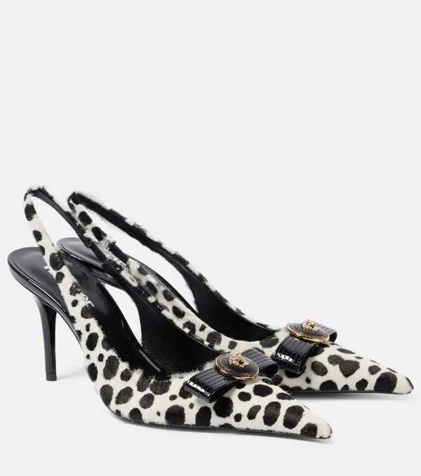 Versace Ribbon 85 Slingback Pumps - Black