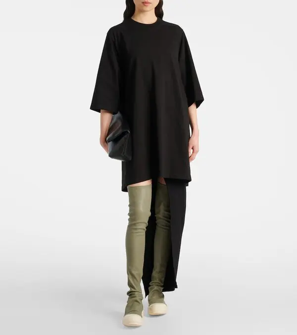 Rick Owens Stockings Over-the-knee Leather Sneakers - Green