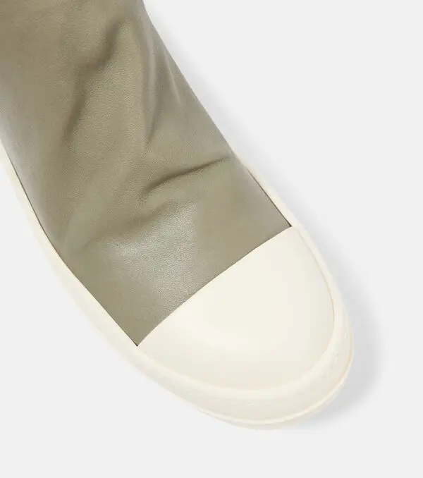 Rick Owens Stockings Over-the-knee Leather Sneakers - Green