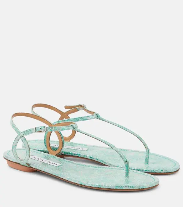 AQUAZZURA Almost Bare Leather Thong Sandals