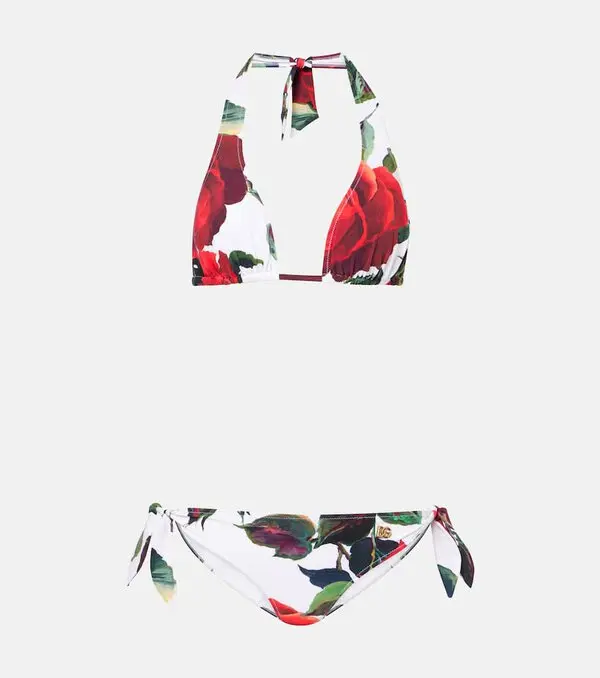 Dolce & Gabbana Floral Two-piece Bikini Set - Red