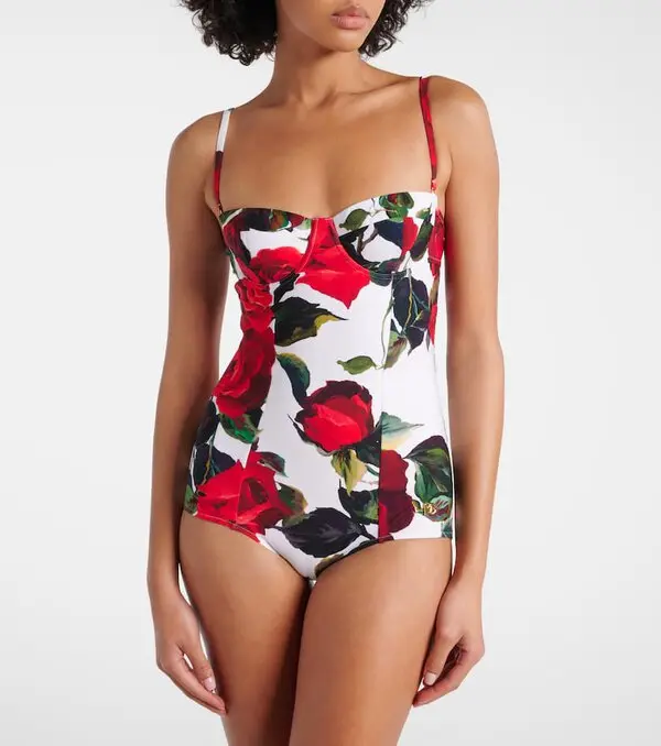 Dolce & Gabbana Floral Print One Piece Swimsuit