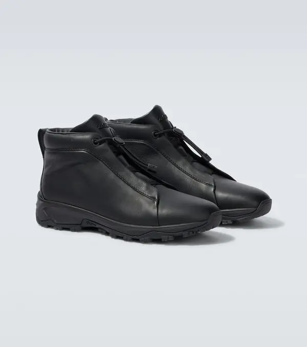 Zegna Triple Stitch Vetta Leather Sneakers
