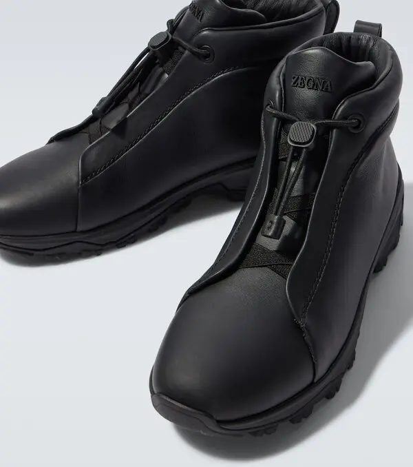 Zegna Triple Stitch Vetta Leather Sneakers