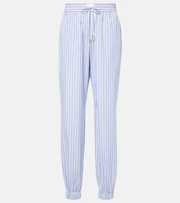 Attico Striped Cotton Pajama Pants - Blue