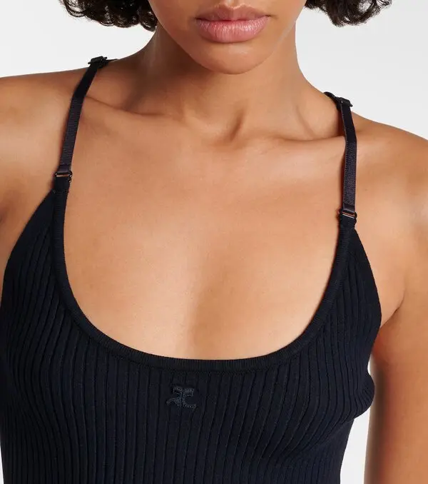 COURREGES Logo Ribbed-knit Tank Top