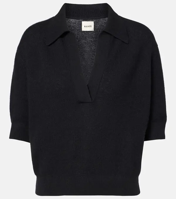 Khaite Cashmere-blend Polo Sweater