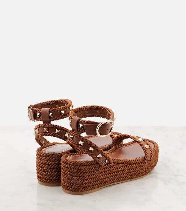 Valentino Garavani Rockstud Torchon Leather Espadrilles