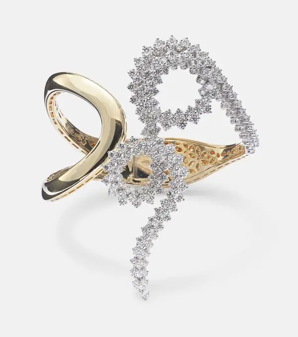 Yeprem Golden Strada 18kt Yellow And White Gold Bangle With Diamonds - Silver