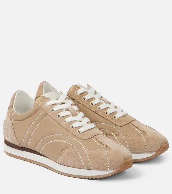 TOTEME Sport Suede-trimmed Sneakers - Beige