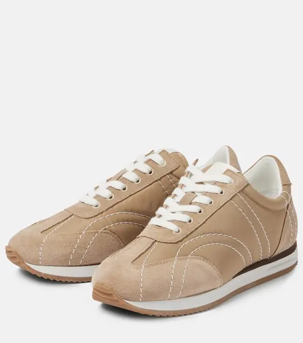 TOTEME Sport Suede-trimmed Sneakers - Beige