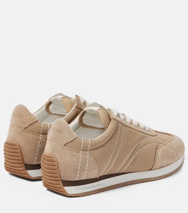 TOTEME Sport Suede-trimmed Sneakers - Beige
