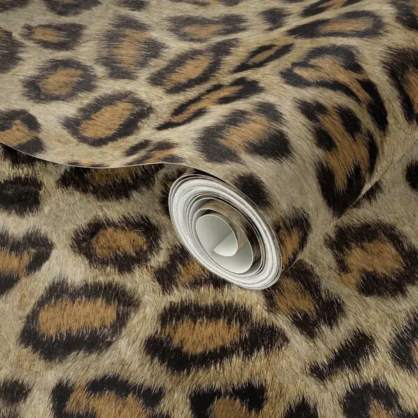 Spoonflower Leopard Cheetah Tiger Animal Skin Costume Custom Removable Wallpaper - Black,brown