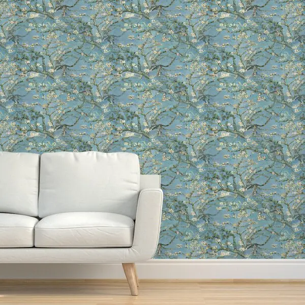 Spoonflower Vintage Almond Tree Blossom Trees Branches Floral Custom Removable Wallpaper