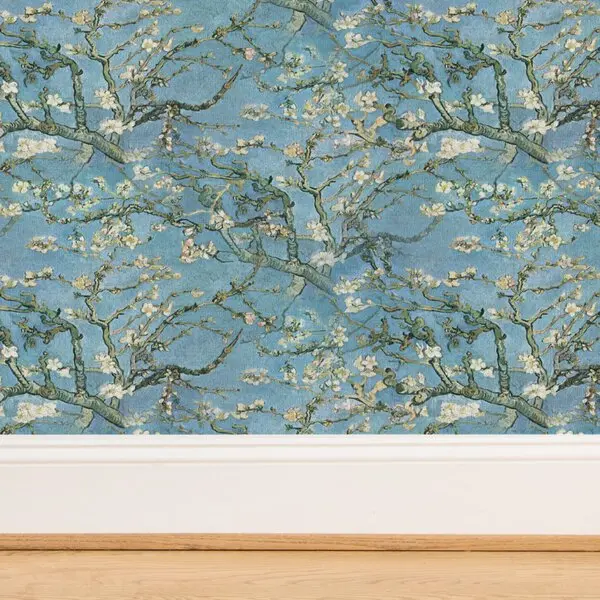 Spoonflower Vintage Almond Tree Blossom Trees Branches Floral Custom Removable Wallpaper