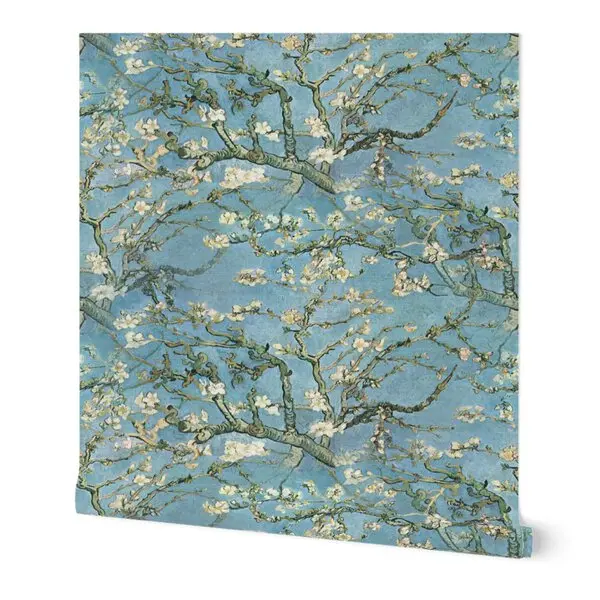 Spoonflower Vintage Almond Tree Blossom Trees Branches Floral Custom Removable Wallpaper