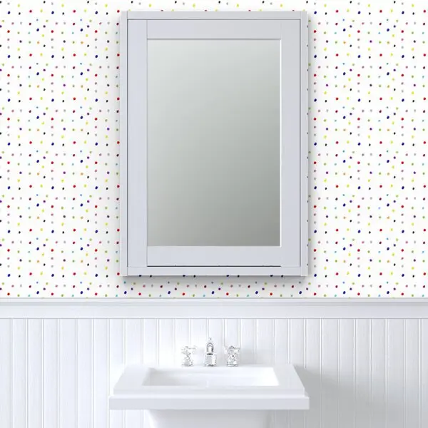 Spoonflower Watercolor Polka Dots Multicolor Kitchen Outdoor Traditional Wallpaper - White