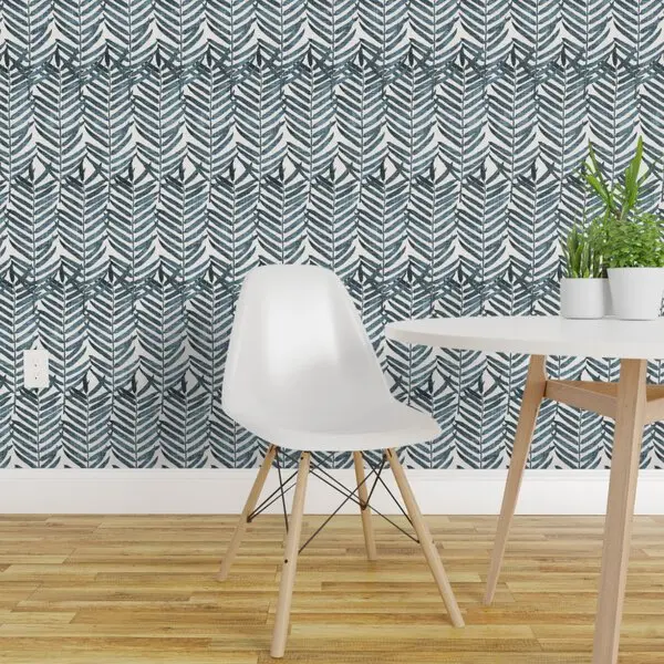 Spoonflower Boho Modern Botanical Bohemian Palm Leaf Tropical Custom Pre-pasted Wallpaper