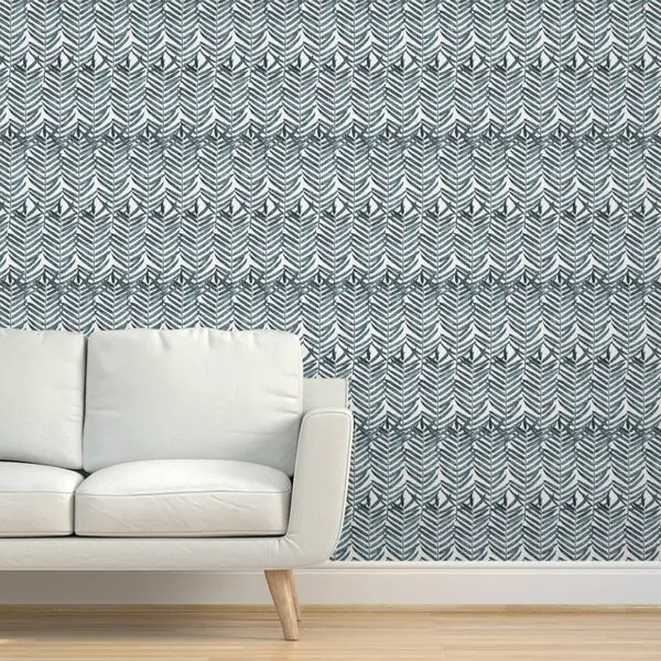 Spoonflower Boho Modern Botanical Bohemian Palm Leaf Tropical Custom Pre-pasted Wallpaper
