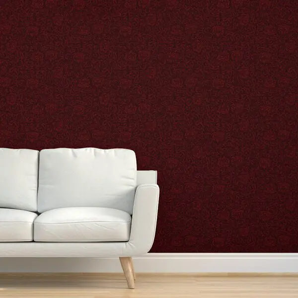 Spoonflower Dark Victorian Elegant Burgundy Pre-raphaelite Custom Pre-pasted Wallpaper