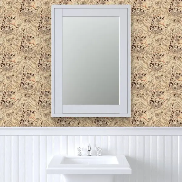 Spoonflower Dragon Cartography Fantasy Sepia Map Dragons Custom Removable Wallpaper