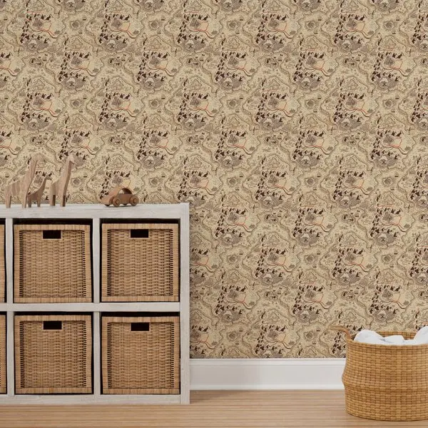 Spoonflower Dragon Cartography Fantasy Sepia Map Dragons Custom Removable Wallpaper