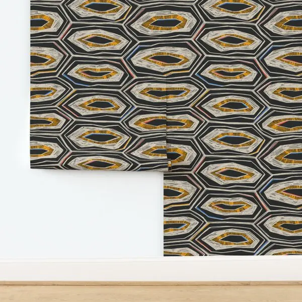 Spoonflower Tortoiseshell Abstract Bold Geometric Animal Print Custom Pre-pasted Wallpaper