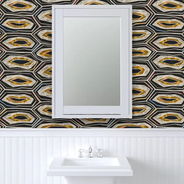 Spoonflower Tortoiseshell Abstract Bold Geometric Animal Print Custom Pre-pasted Wallpaper