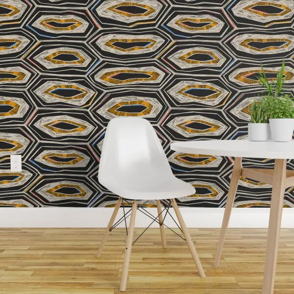 Spoonflower Tortoiseshell Abstract Bold Geometric Animal Print Custom Pre-pasted Wallpaper