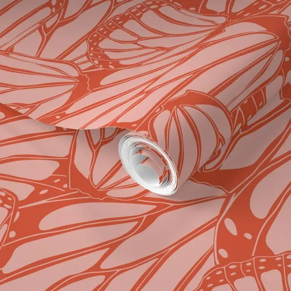 Spoonflower Animal Print Modern Abstract Insect Nature Custom Pre-pasted Wallpaper - Orange