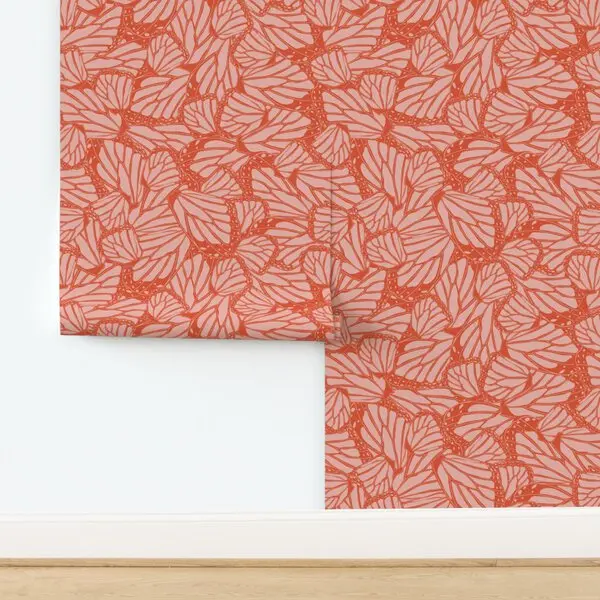 Spoonflower Animal Print Modern Abstract Insect Nature Custom Pre-pasted Wallpaper - Orange