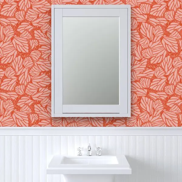 Spoonflower Animal Print Modern Abstract Insect Nature Custom Pre-pasted Wallpaper - Orange