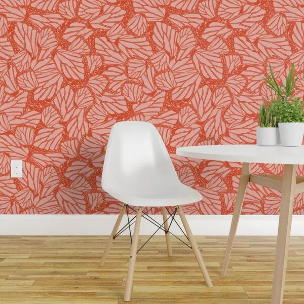 Spoonflower Animal Print Modern Abstract Insect Nature Custom Pre-pasted Wallpaper - Orange