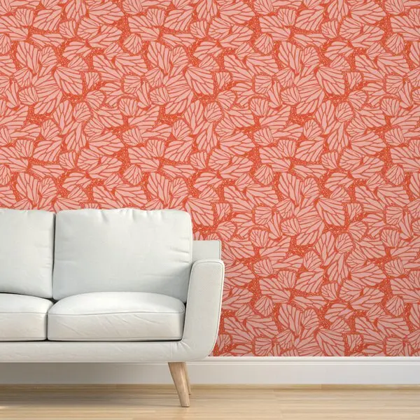 Spoonflower Animal Print Modern Abstract Insect Nature Custom Pre-pasted Wallpaper - Orange