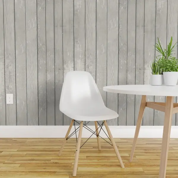 Spoonflower Weathered Wood Woodgrain Country Chic Panel Worn Custom Pre-pasted Wallpaper