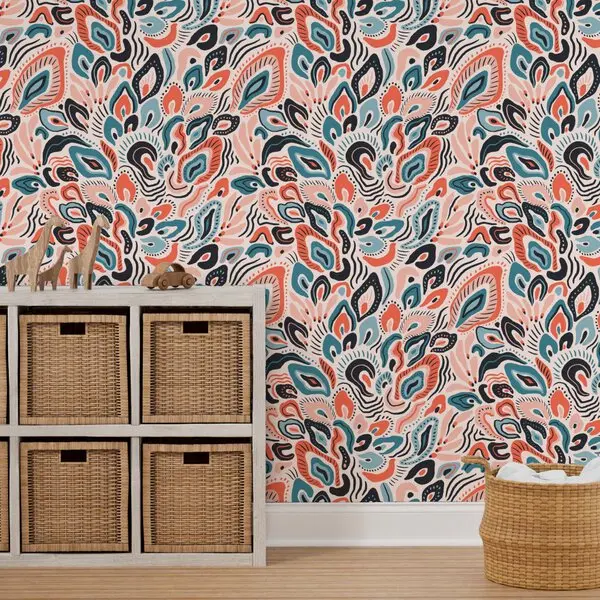 Spoonflower Animal Print Abstract Insect Butterflies Wing Custom Pre-pasted Wallpaper