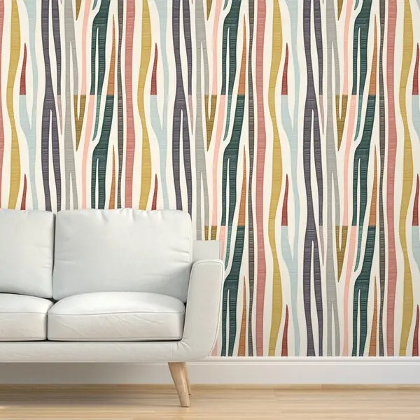 Spoonflower Zebra Animal Print Exotic Eclectic Abstract Safari Custom Pre-pasted Wallpaper - Rainbow
