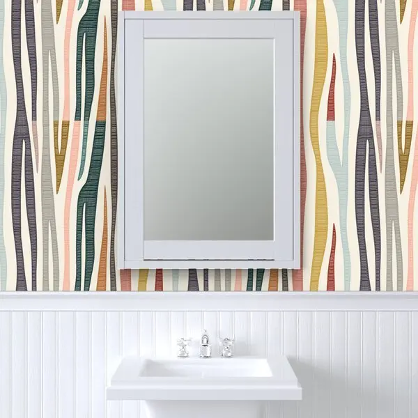 Spoonflower Zebra Animal Print Exotic Eclectic Abstract Safari Custom Pre-pasted Wallpaper - Rainbow