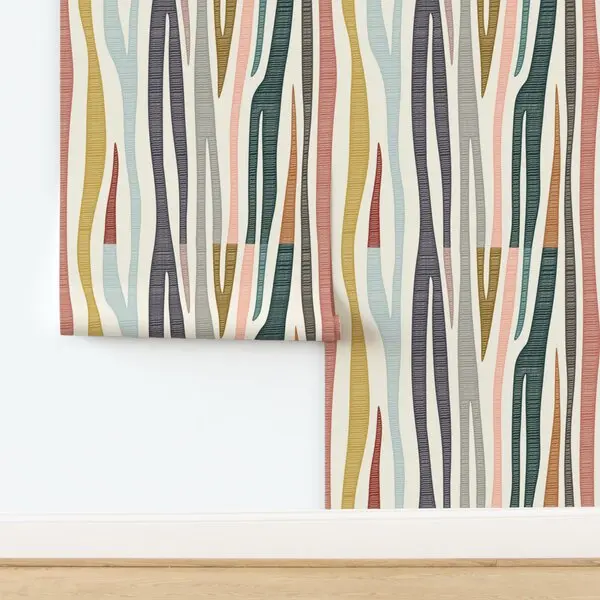 Spoonflower Zebra Animal Print Exotic Eclectic Abstract Safari Custom Pre-pasted Wallpaper - Rainbow