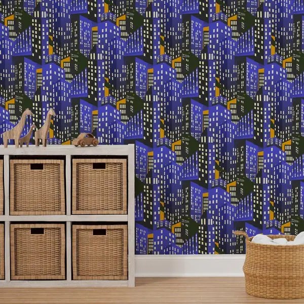 Spoonflower Sci Fi Fantasy Science Fiction Bold Geometric Custom Pre-pasted Wallpaper