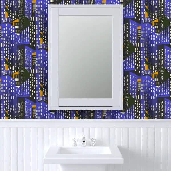 Spoonflower Sci Fi Fantasy Science Fiction Bold Geometric Custom Pre-pasted Wallpaper