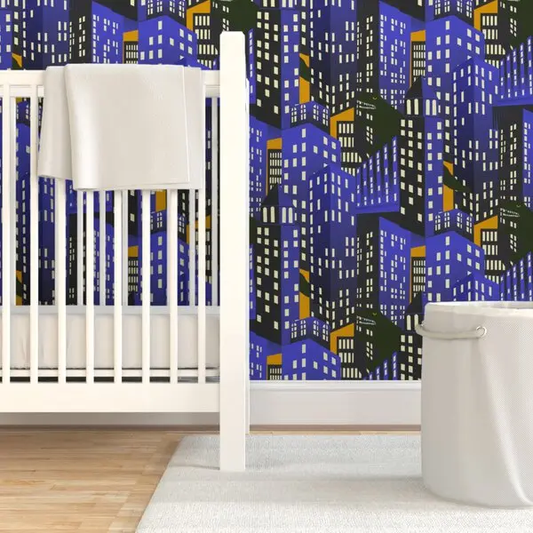 Spoonflower Sci Fi Fantasy Science Fiction Bold Geometric Custom Pre-pasted Wallpaper