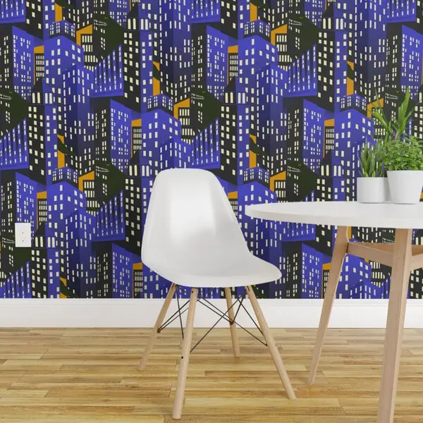 Spoonflower Sci Fi Fantasy Science Fiction Bold Geometric Custom Pre-pasted Wallpaper