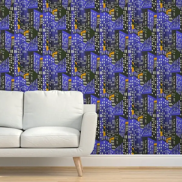 Spoonflower Sci Fi Fantasy Science Fiction Bold Geometric Custom Pre-pasted Wallpaper